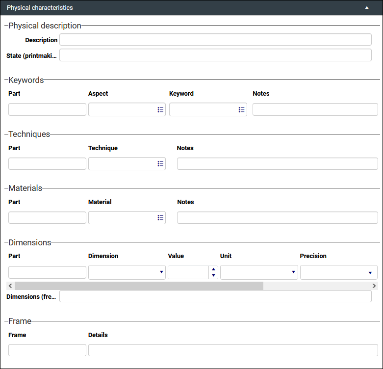 Object catalogue: how to create an object record