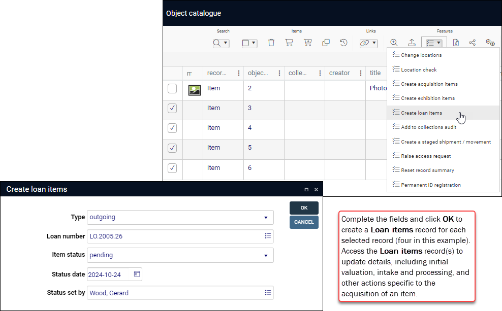 How to record and manage Loan items