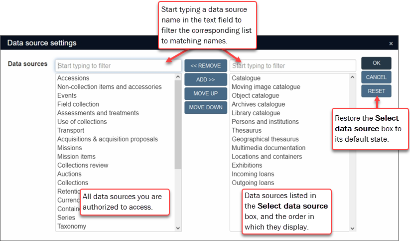 The Select data source box
