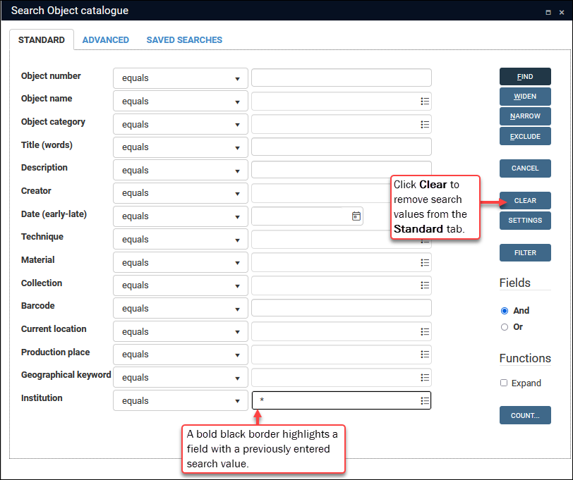 Run a search in the current data source
